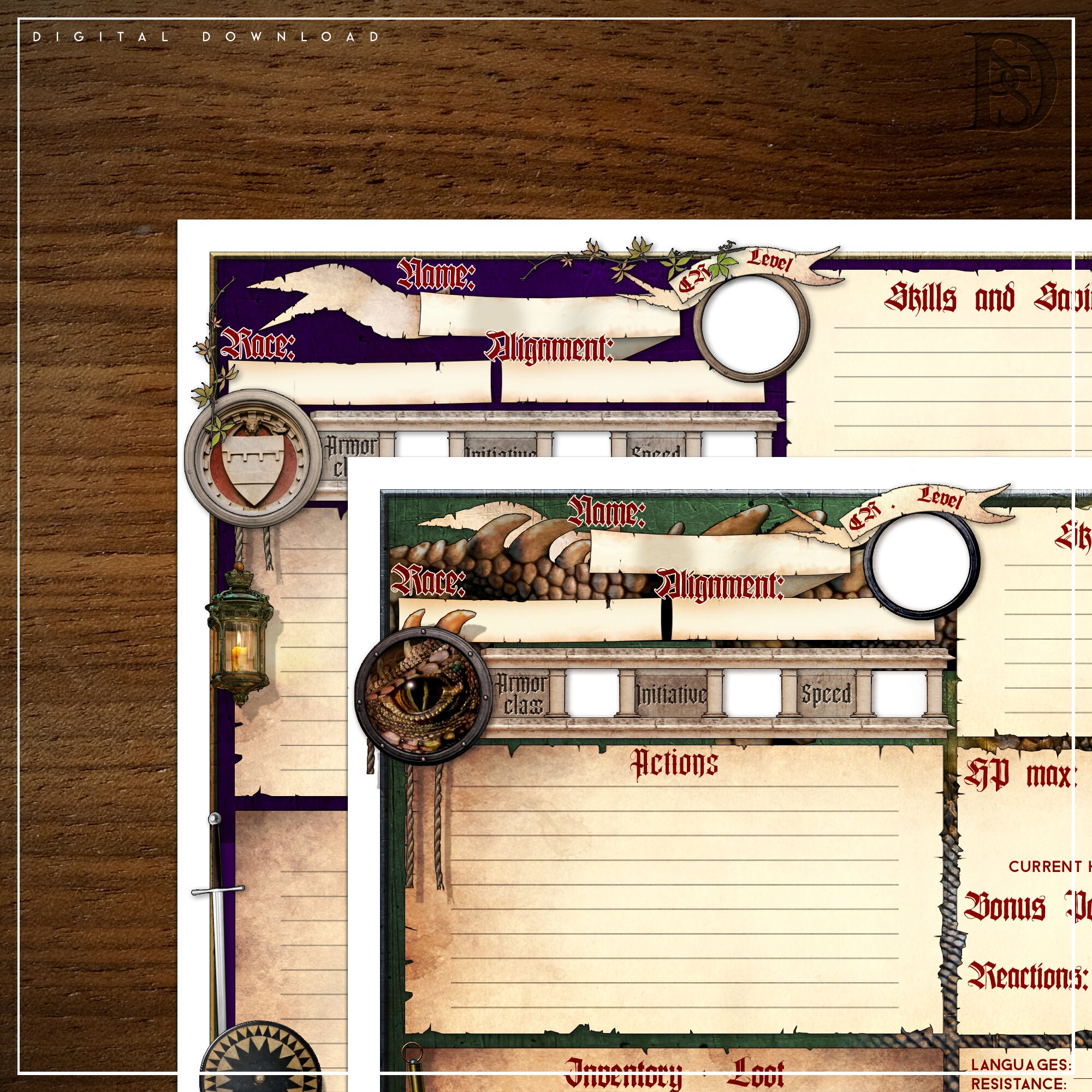 Digital NPC and Monster Sheets D&D 5e - Etsy