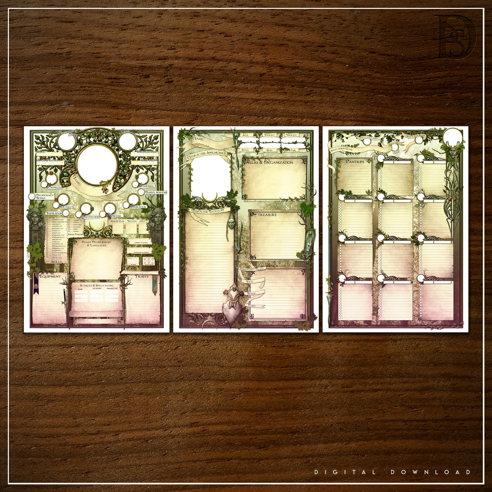 Deep Woods - Digital Character Sheets D&D 5e - Etsy