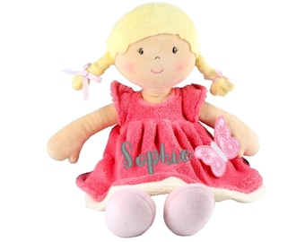 Choice of 12 BONIKKA RAG First DOLL Baby Personalised Embroidered Cute ...