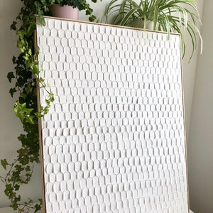 Textured Art Textured Mottled White Canvas Art Boho Style Framed ...