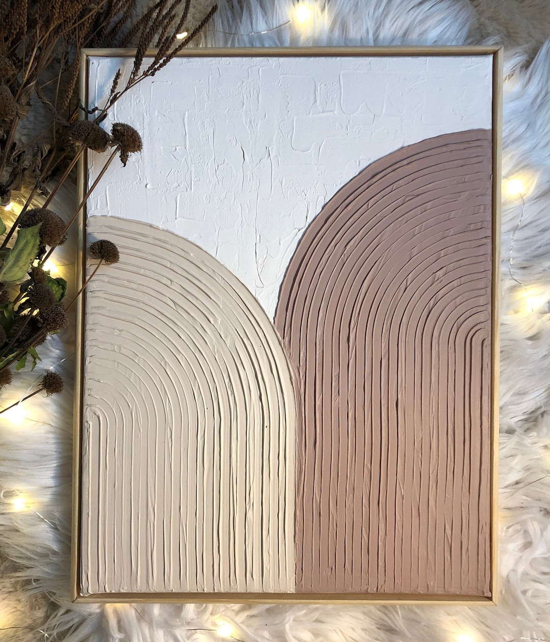 Textured Art Two Arches Textured Arches Color Beige and - Etsy