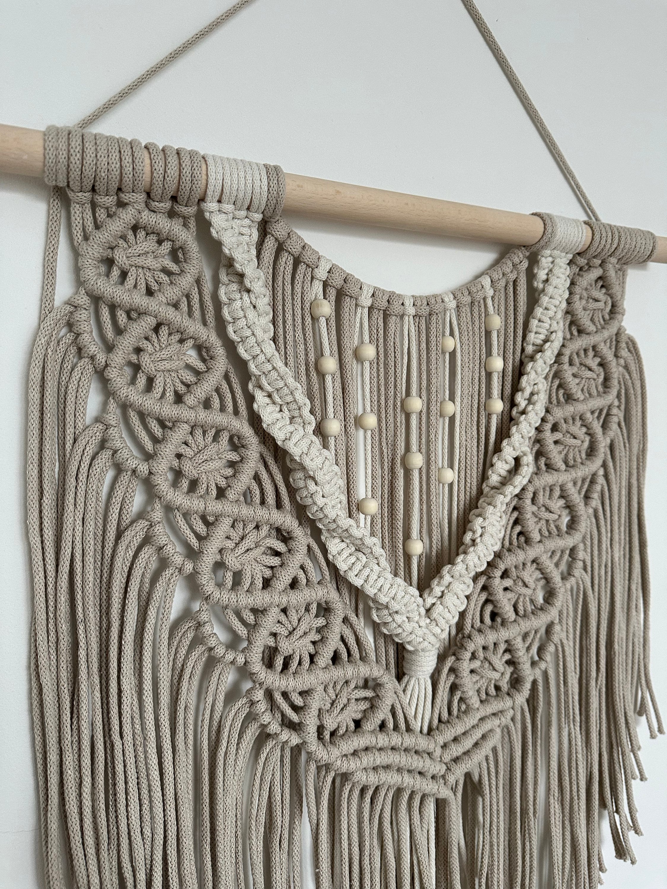 Beige Macrame Wall Hanging, Macrame Mural, Woven Wall Hanging, Bohemian ...