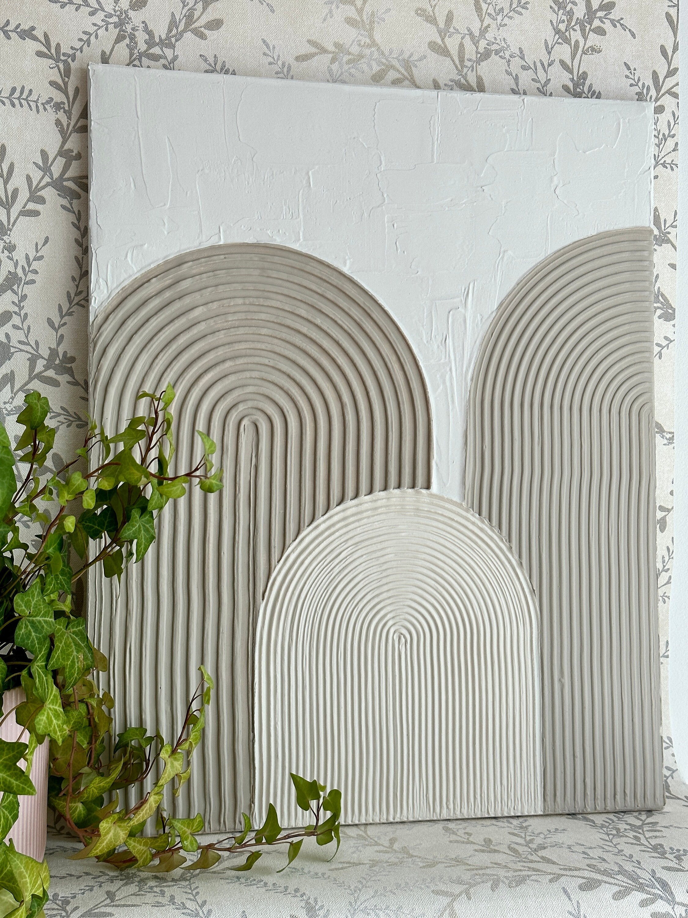 Beige Textured Arches Art Textured Arches Art Wall Textured Canvas Art Beige Plaster Art Boho ...