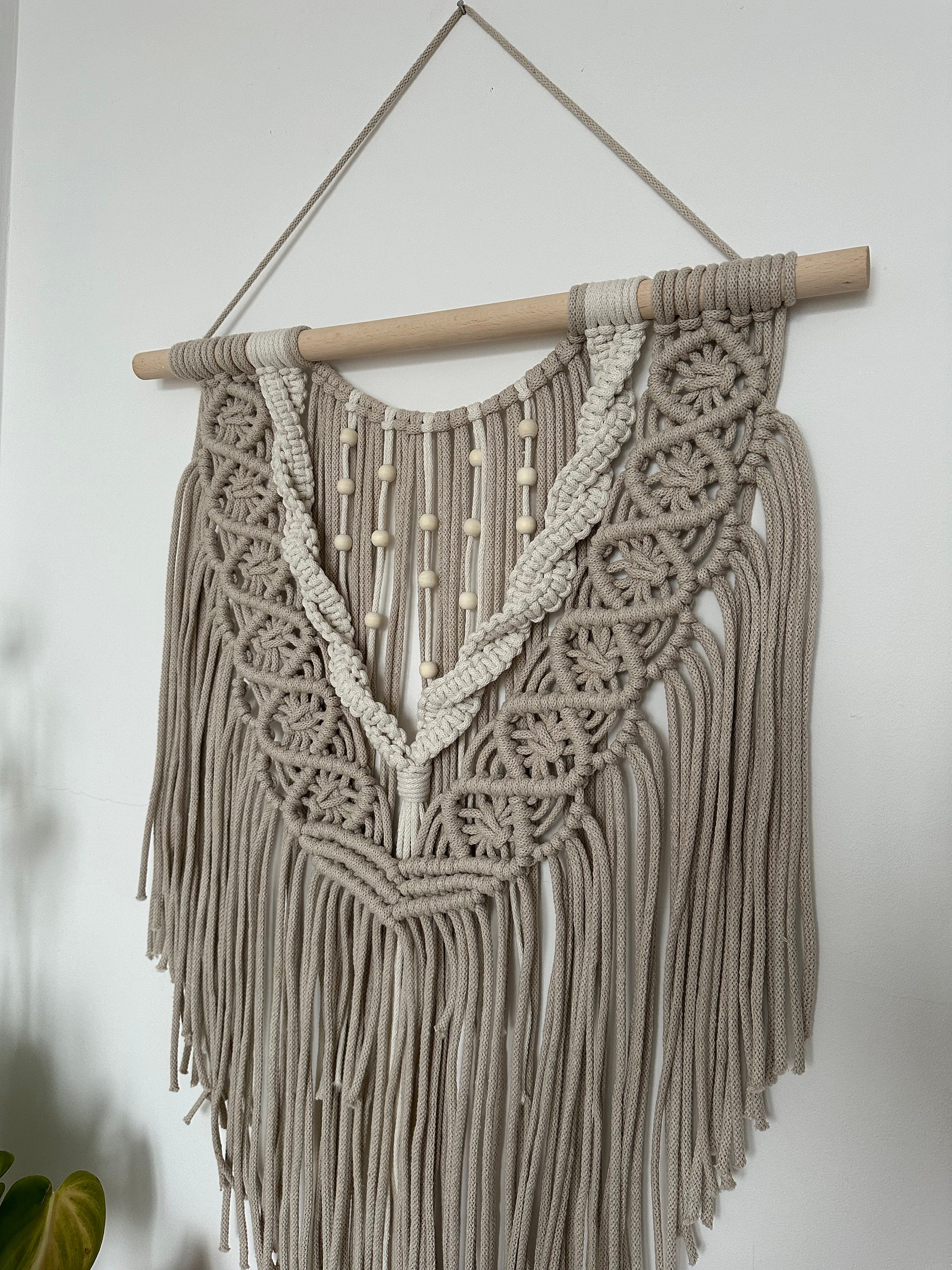 Beige Macrame Wall Hanging, Macrame Mural, Woven Wall Hanging, Bohemian ...