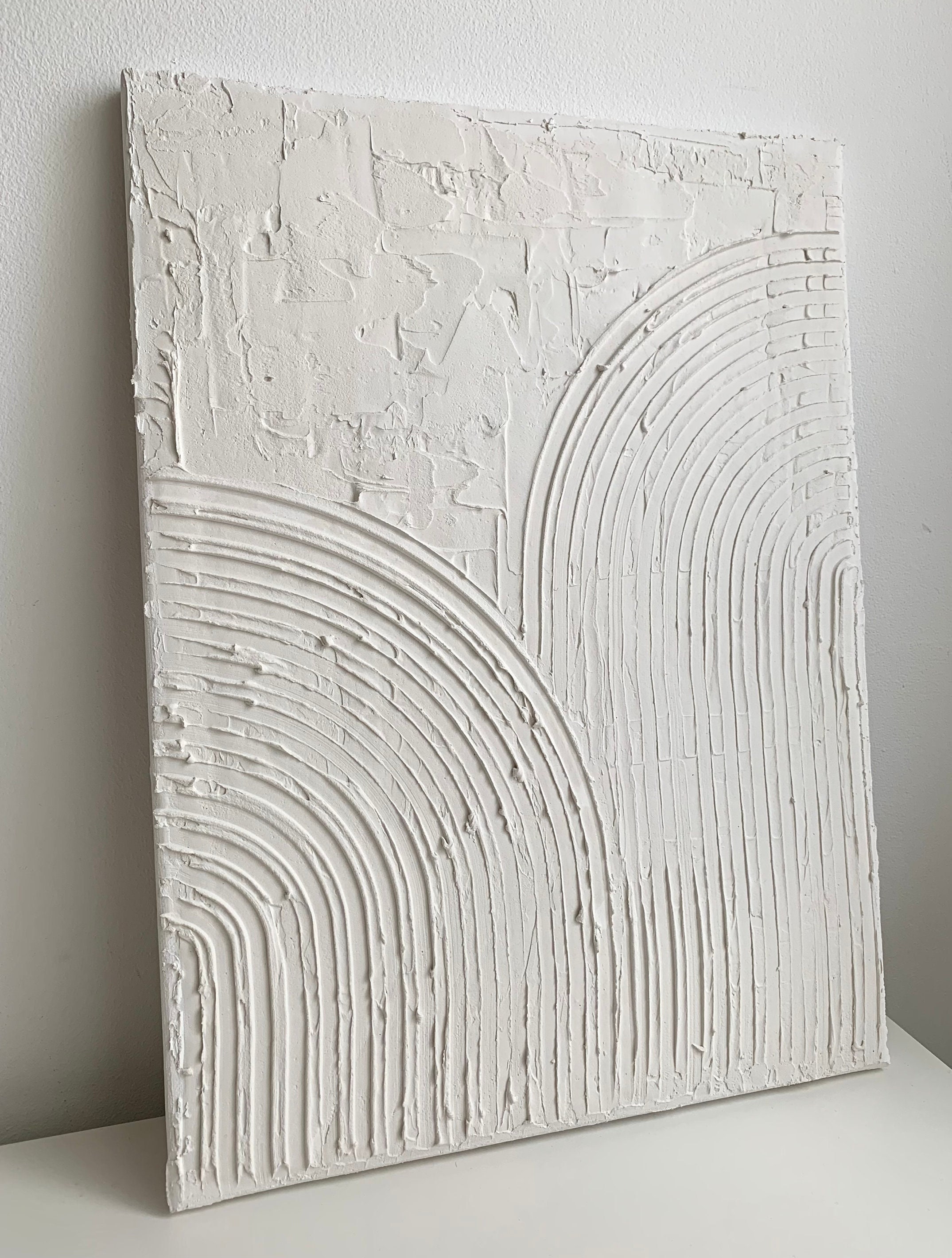 White Textured Wall Art, Two Arches Textured Art Wall Art, Two Arches ...