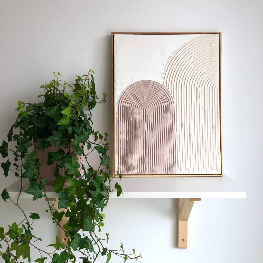 Boho Textured Art, Plaster Wall Art, Two Arches, Beige and Brown Art ...