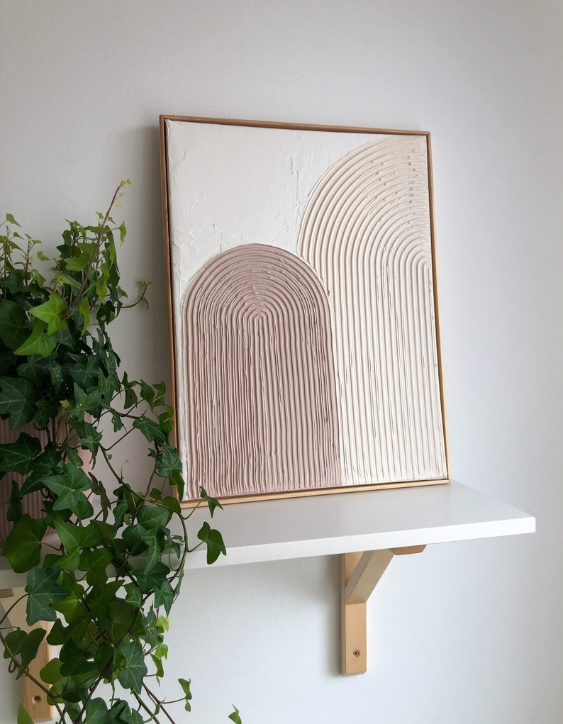 Boho Textured Art Plaster Wall Art Two Arches Beige and - Etsy