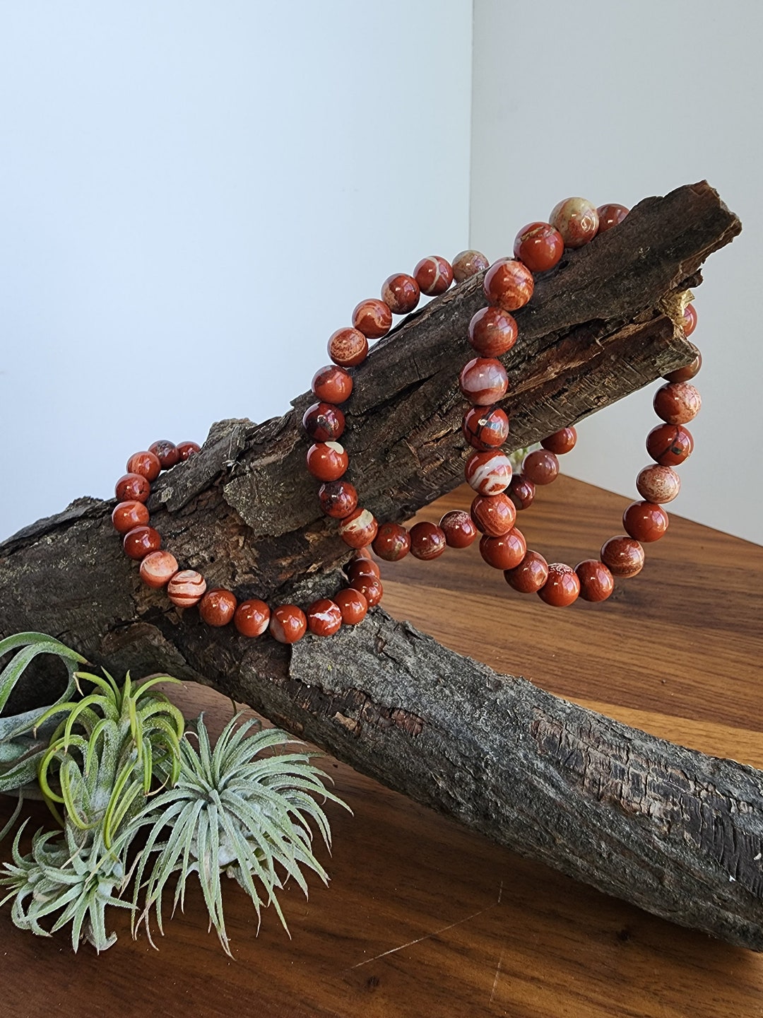 Red Jasper Bracelet | 8MM Crystal Beads | Natural Bracciated Poppy ...