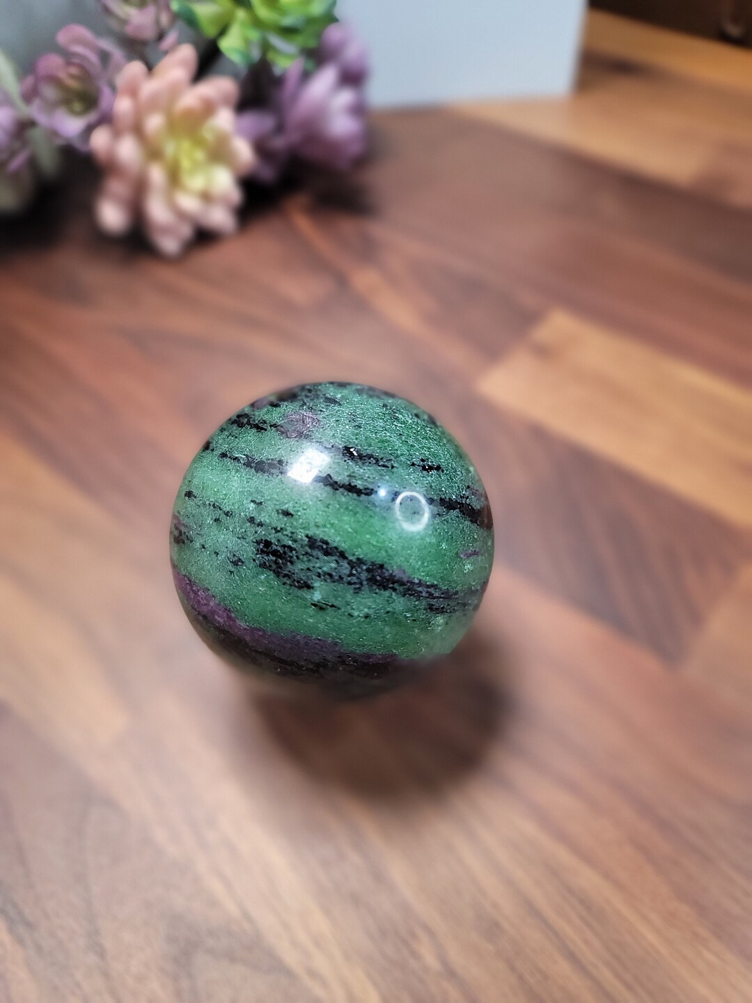 Radiant Ruby in Zoisite Crystal Sphere | 70 MM | Green and Pink | UV Reactive | Only 1 Available ...