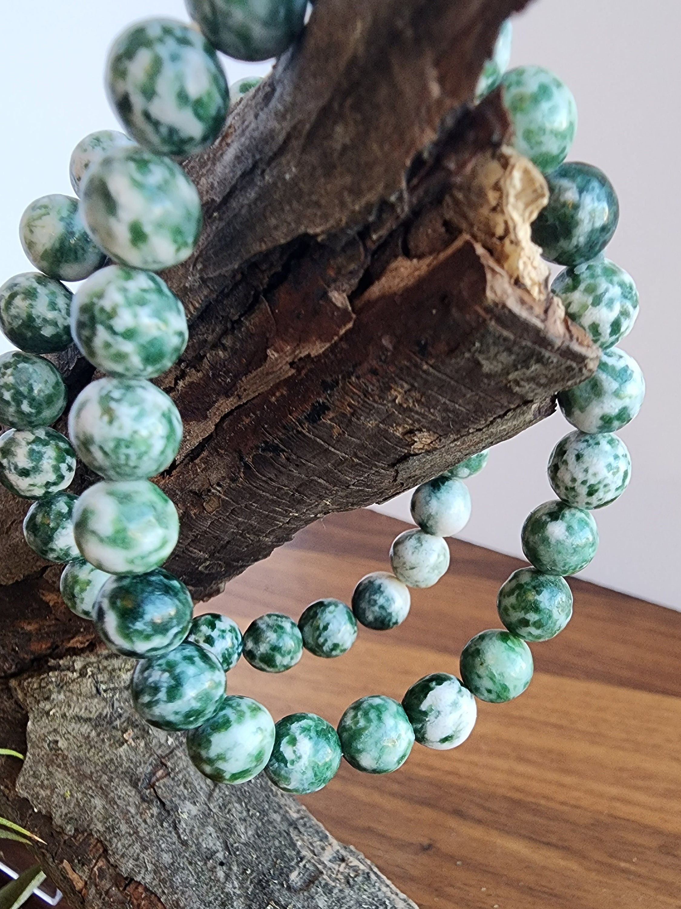 Tree Agate Bracelet Green Spotted China Jade Natural - Etsy