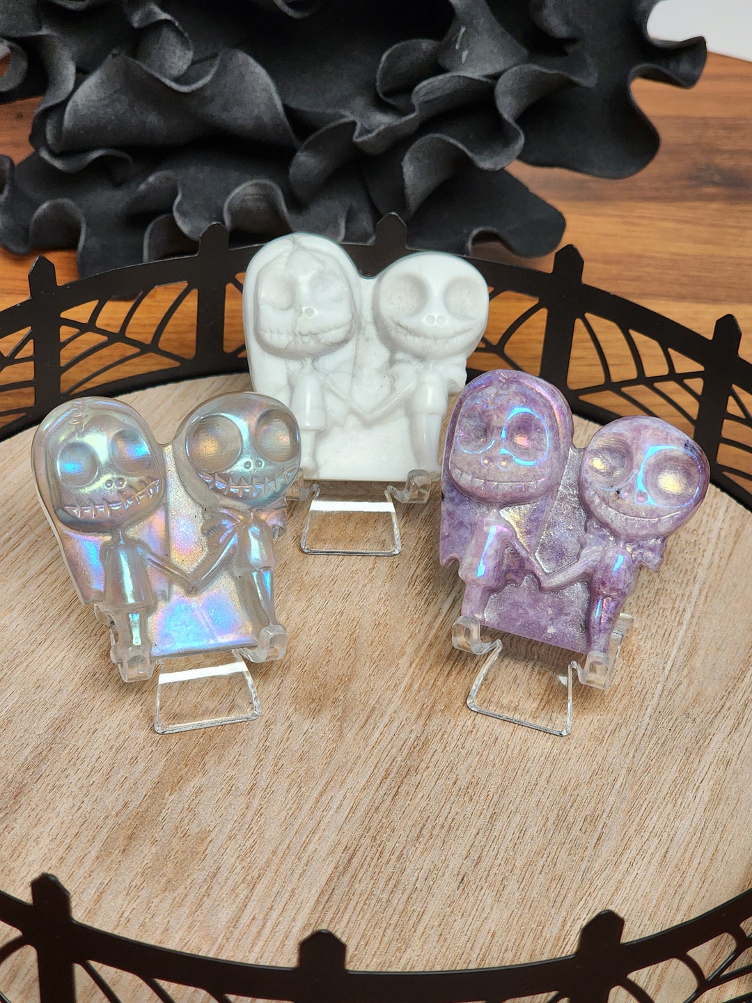 Nightmare Couple Crystal Skeleton Couples Gift Aura Coated Lepidolite ...