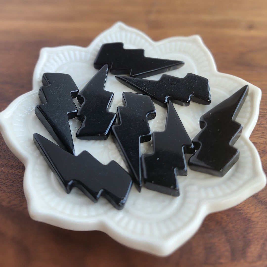 Black Obsidian Lightning Bolt Crystal Streak of Lightning - Etsy