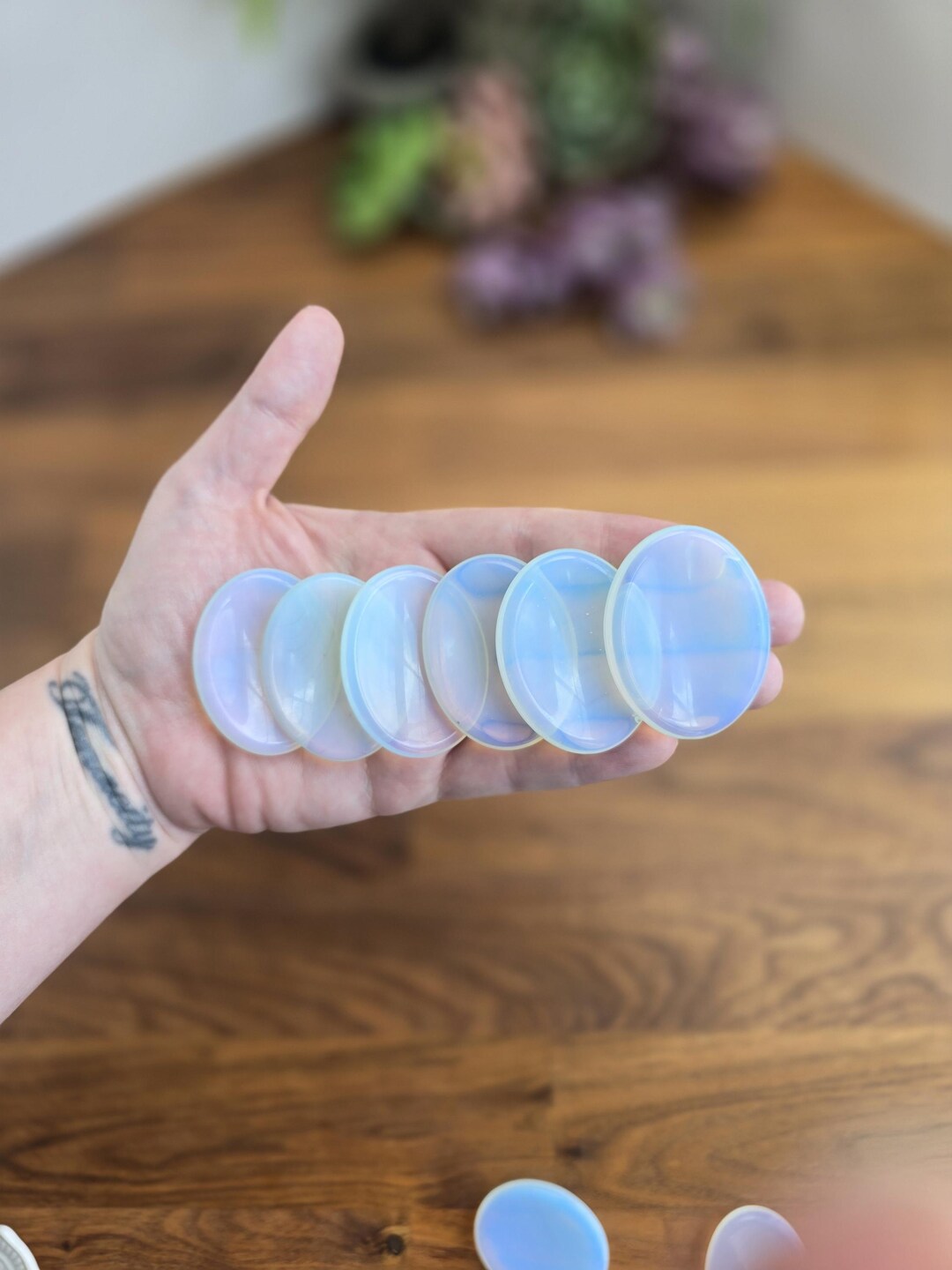 Opalite Crystal Worry Stone: White Rainbow Thumb Fidget (1.77") - Etsy
