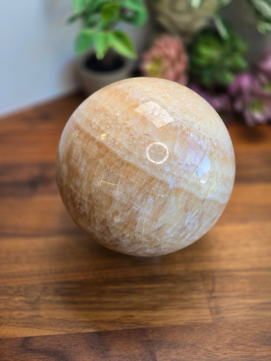 Massive Orange Calcite Crystal Sphere | Ophelia | Sparkling White ...