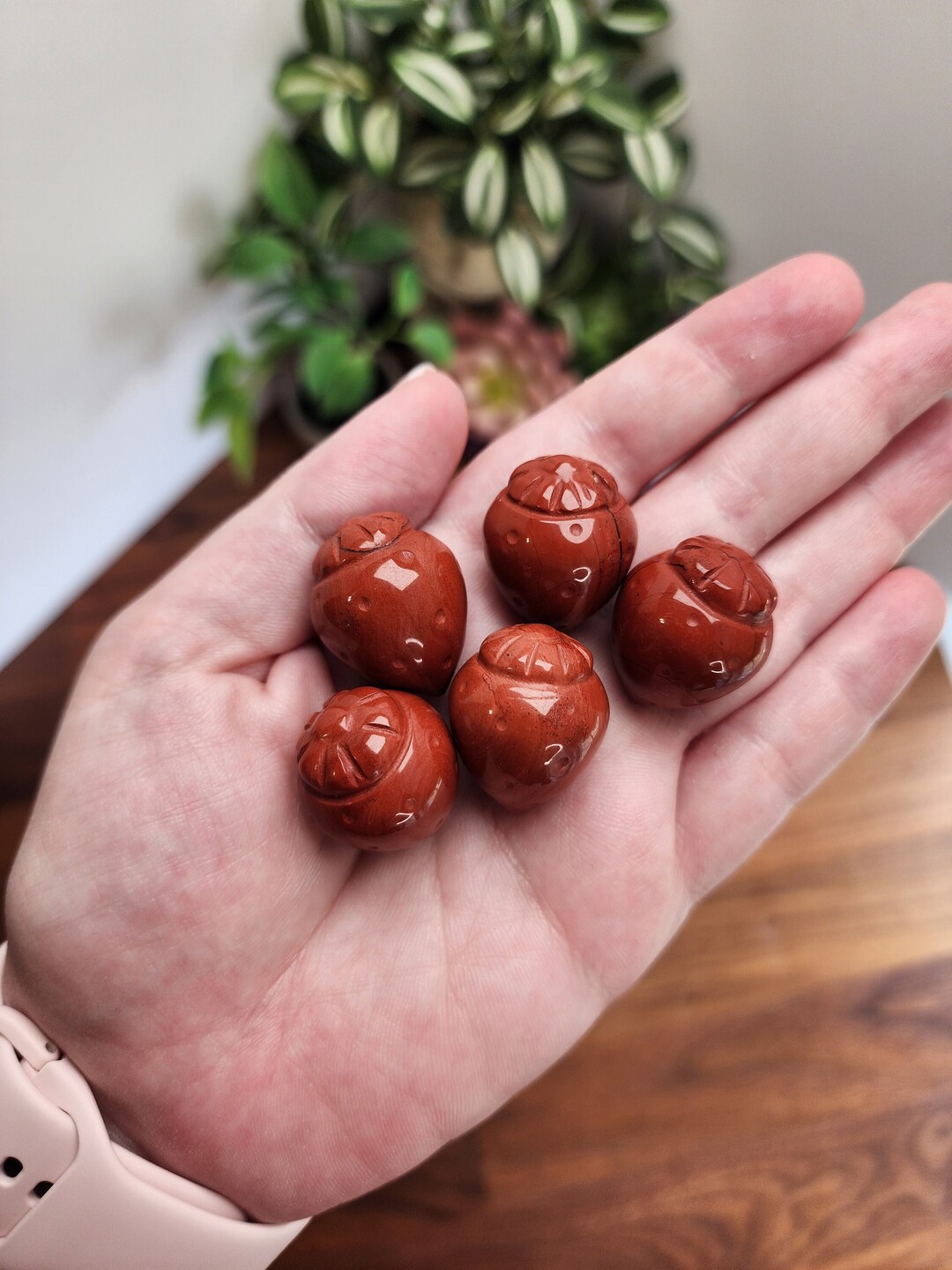 Red & Pink Crystal Strawberries Mini Carvings Red Jasper and Rose ...