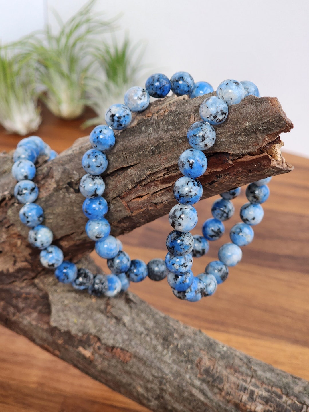 K2 Bracelet White Granite Gneiss With Bright Blue teal and Black Spots ...