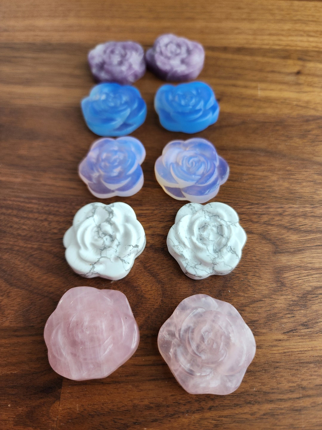 Crystal Flowers Rose Carvings Rose Quartz Opalite - Etsy