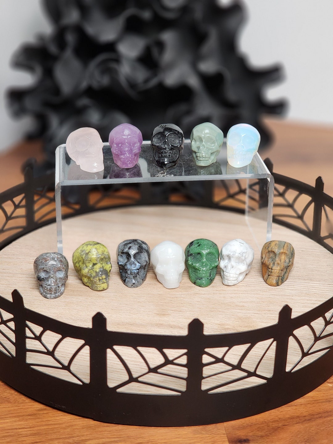 Mini Crystal Skull Figurines - Hand Carved Halloween Decor - Etsy