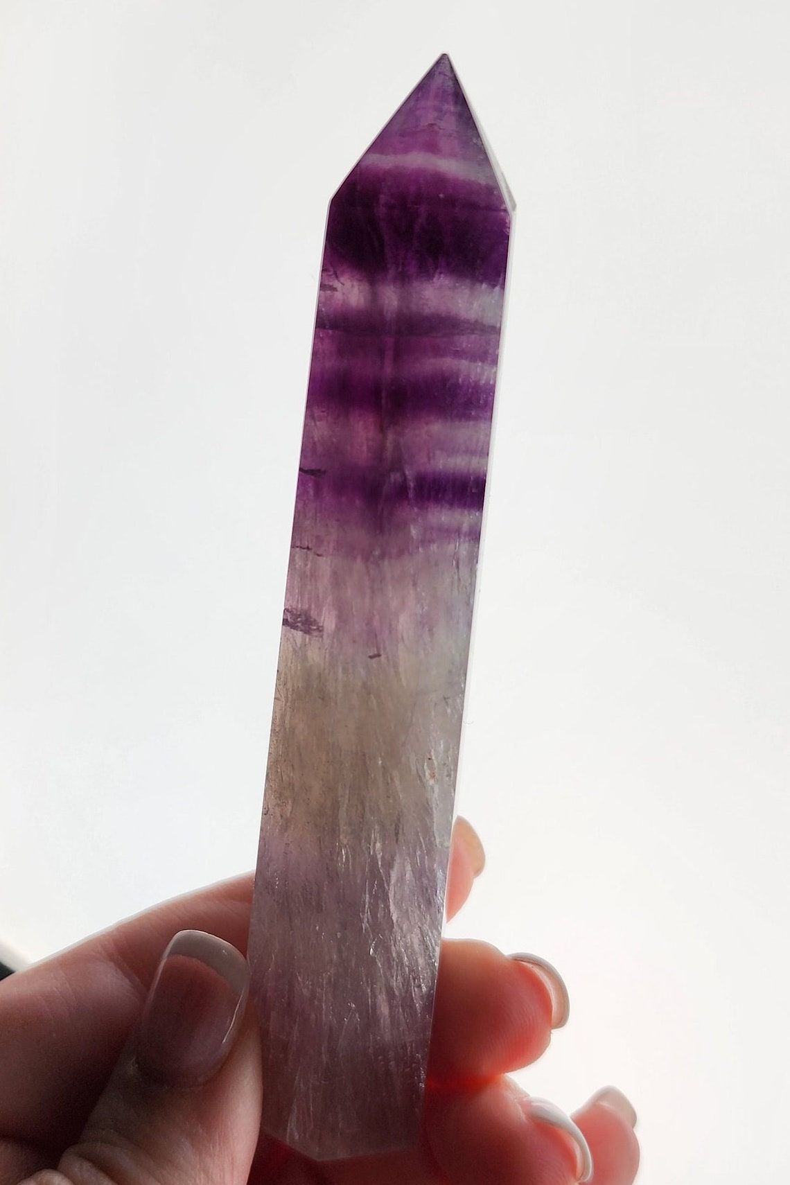 Rainbow Flourite Tower | Skinny Towers | Yellow, Purple Banded Points ...