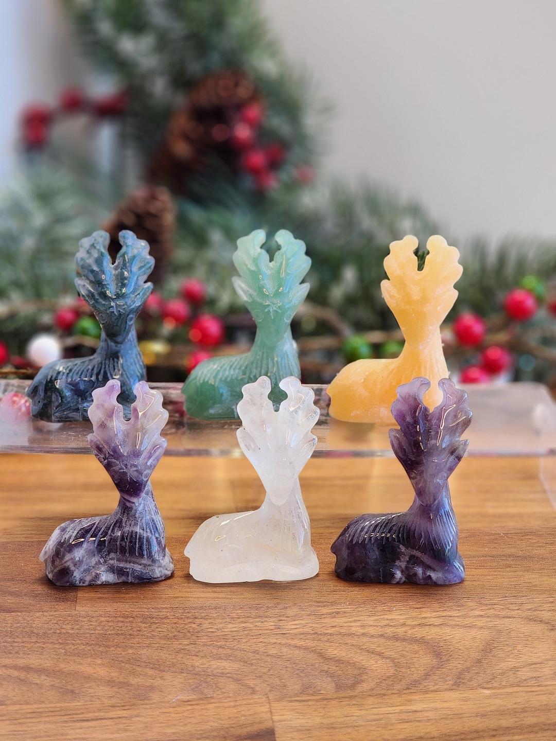 Crystal Reindeer | 2" Holiday Carvings | Christmas Crystals ...