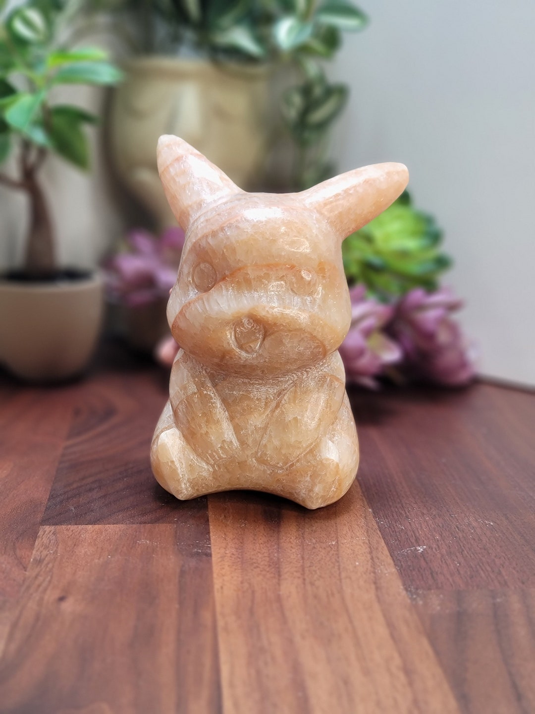 Yellow Banded Calcite Electric Rat Crystal Carving 120 Mm X 72 MM ...