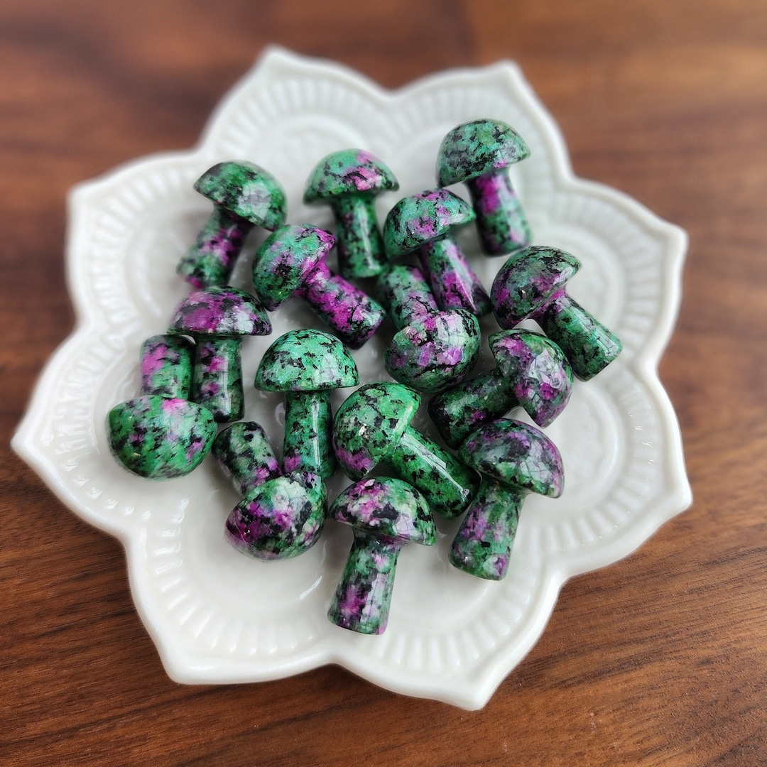 Ruby in Zoisite Mini Mushroom | Mini Mushy | UV Reactive | Dye Enhanced Quartzite - Etsy