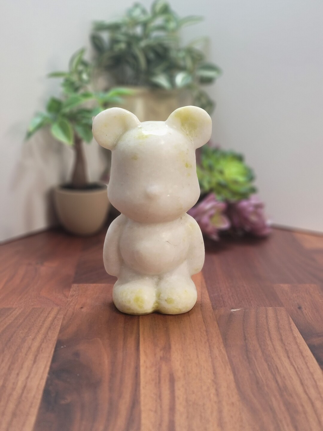 Jade Bear Carving | Around 6" | White With Subtle Green | Belly Heart ...