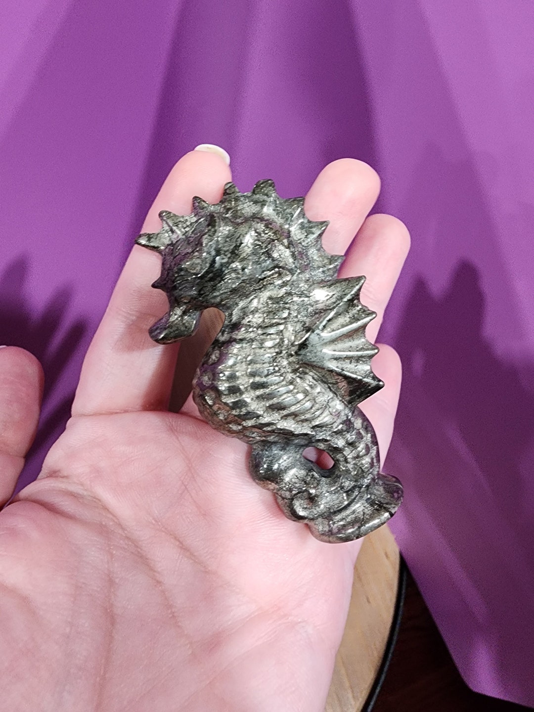 Pyrite Seahorse | Crystal Sea Horse Carving | Metalic Standing Crystal ...