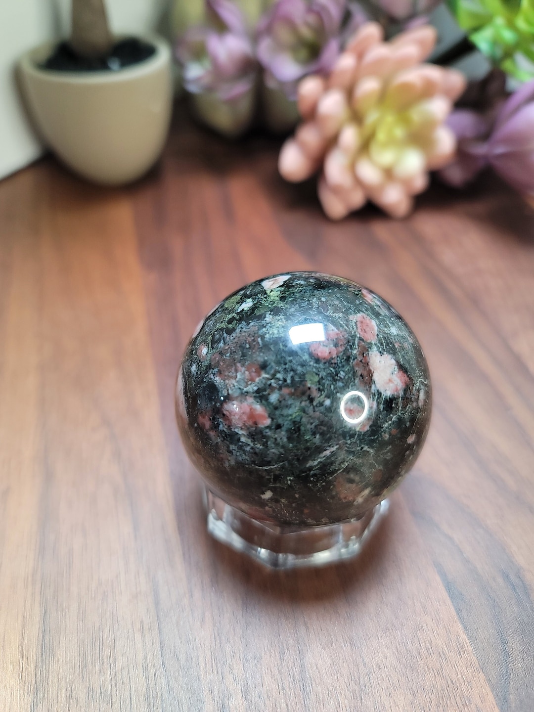 Rare Eclogite Garnet Crystal Sphere: Green and Pink (53 MM) - Etsy