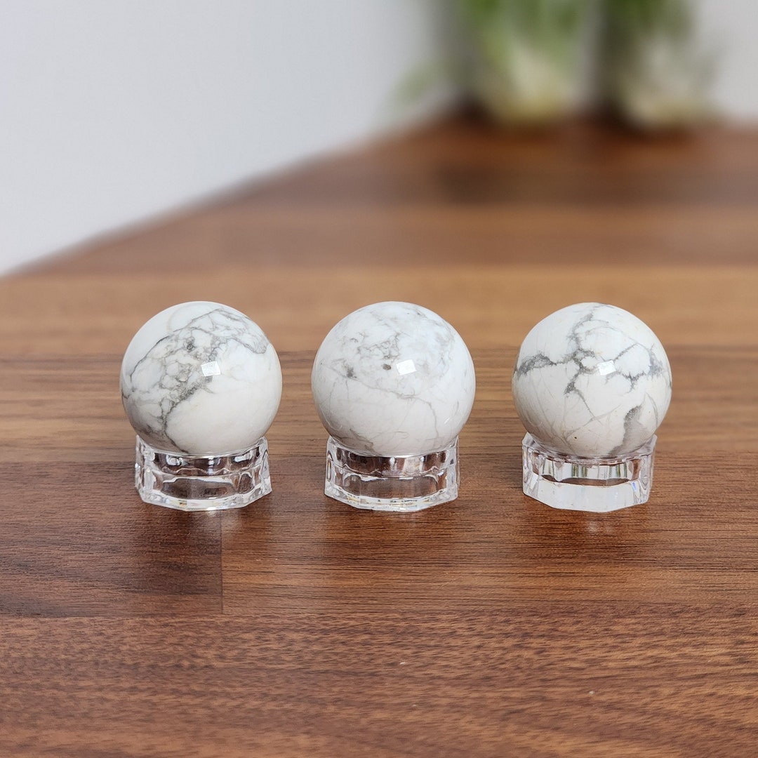 Howlite Mini Sphere | White Crystal Ball | Marbled Crystals | Small ...