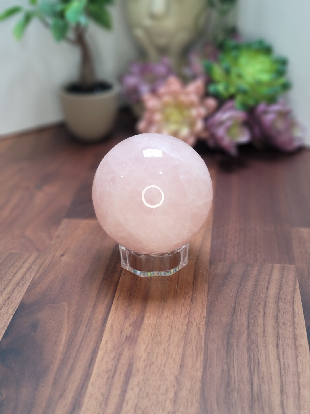 Pretty Pink Rose Quartz Sphere 76 MM Pink and White Only 1 Available B ...
