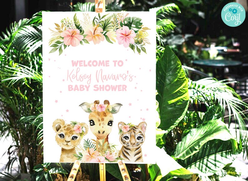 Jungle Welcome Sign Jungle Baby Shower Welcome Sign Baby - Etsy