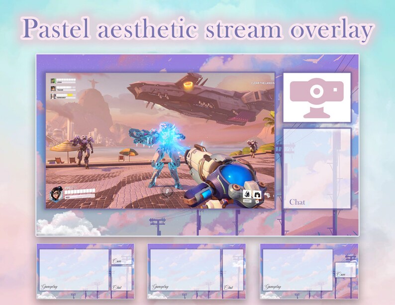 Pastel Aesthetic Stream Overlay Package for Twitch Kawaii - Etsy