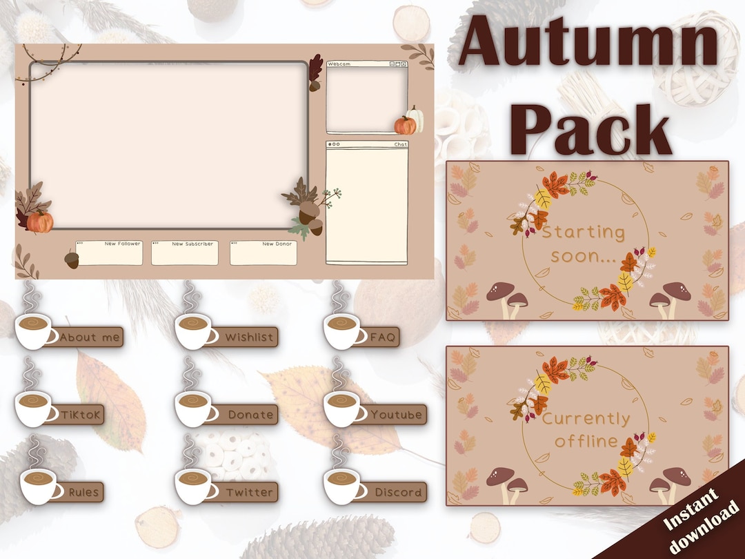 Complete Animated autumn Twitch Streamer Overlay - Etsy