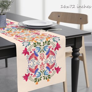 Table Runner, Mexican Otomi Table Runner, Mexican Home Décor, Colorful Table Tunner, Floral ...
