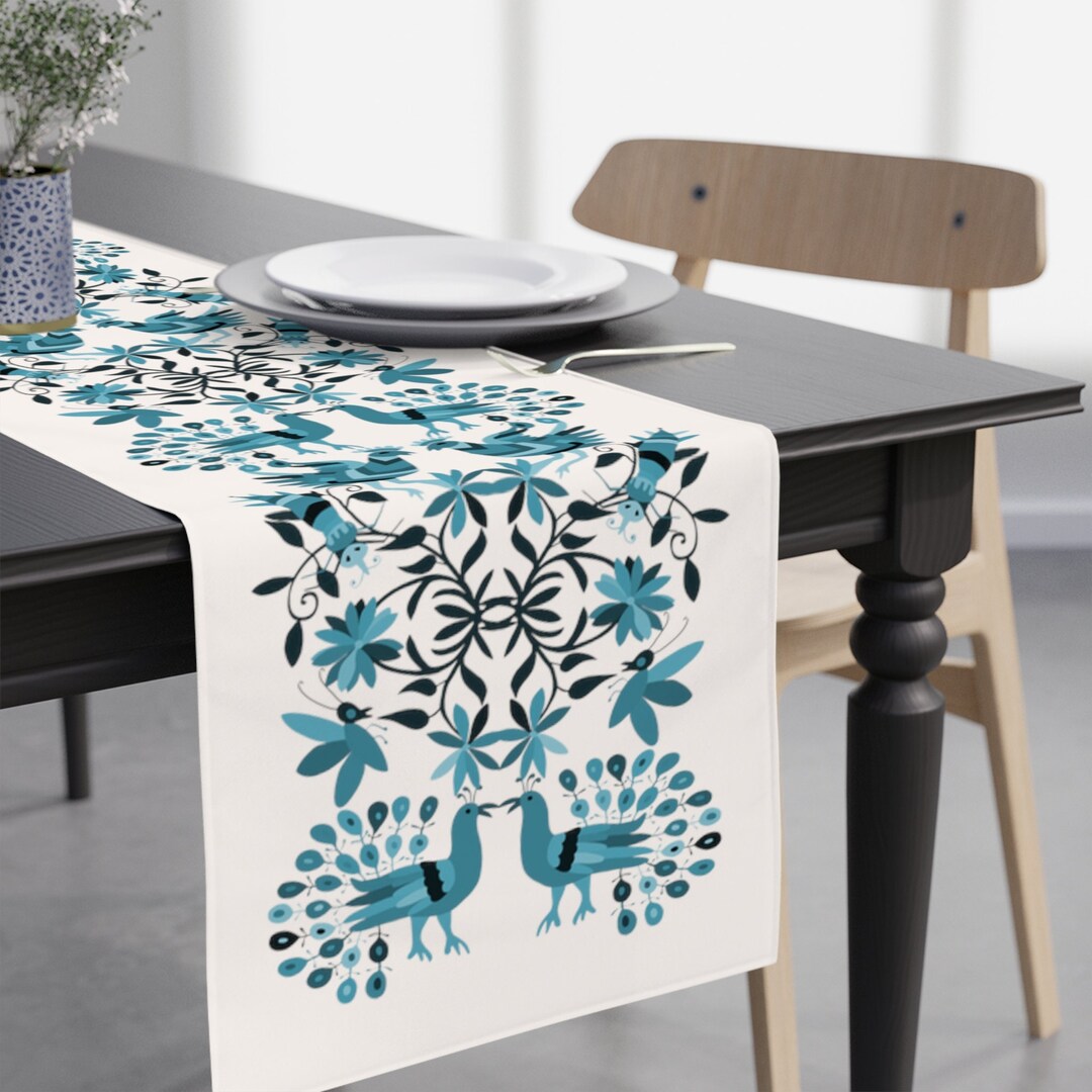 Table Runner poly, Mexican, Otomi Table Runner, Birds, Flowers, Wedding ...