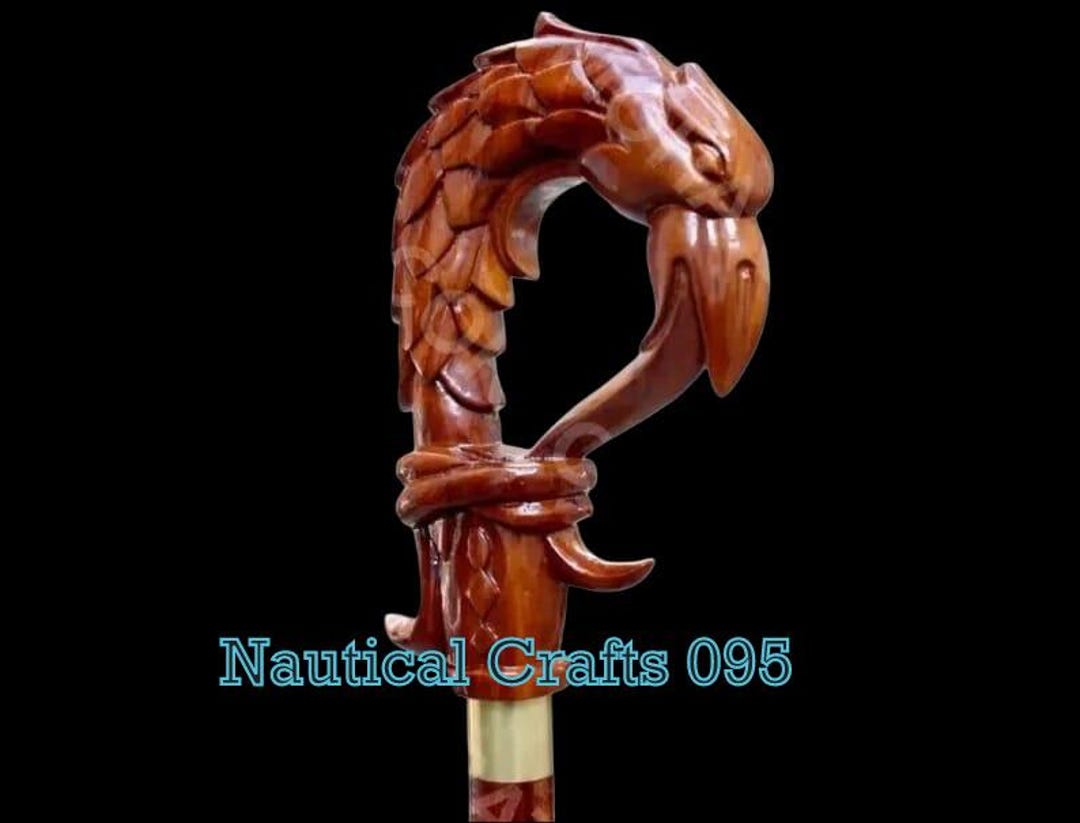 Hand Carved Canes Dragon Handle Wooden Walking Stick Dragon Animal for ...