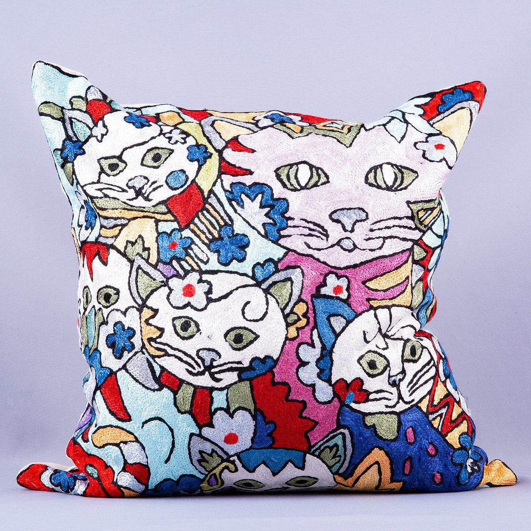 Cat Picasso Style Pillow Cover 45x45 Cm, Decorative Cushion Pillows, Gift for Birthday, Abstract ...
