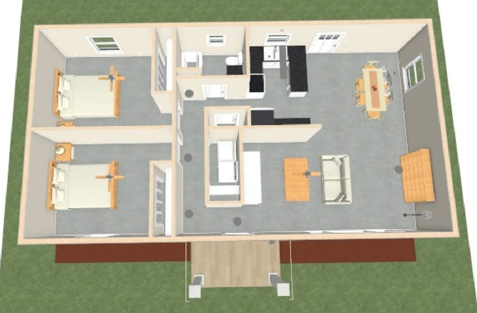 Small House Plans 24x45 2 Bedroom 1 Bathroom Cottage, Guest House, or ...