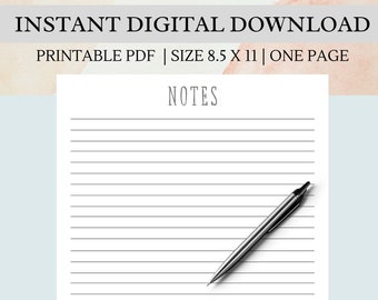 Notes Page Printable Lined Note Paper Notes Planner Insert - Etsy