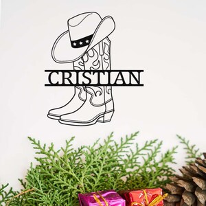 Custom Cowboy Metal Sign,cowboy Boots and Hat Sign,personalized Cowboy ...