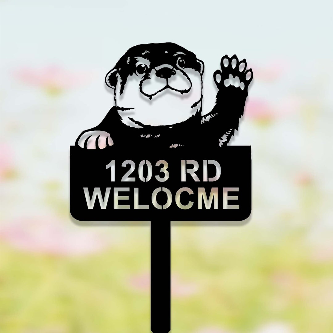 Custom Otter Garden Stake,otter Metal Sign,otter Animal Address Sign ...