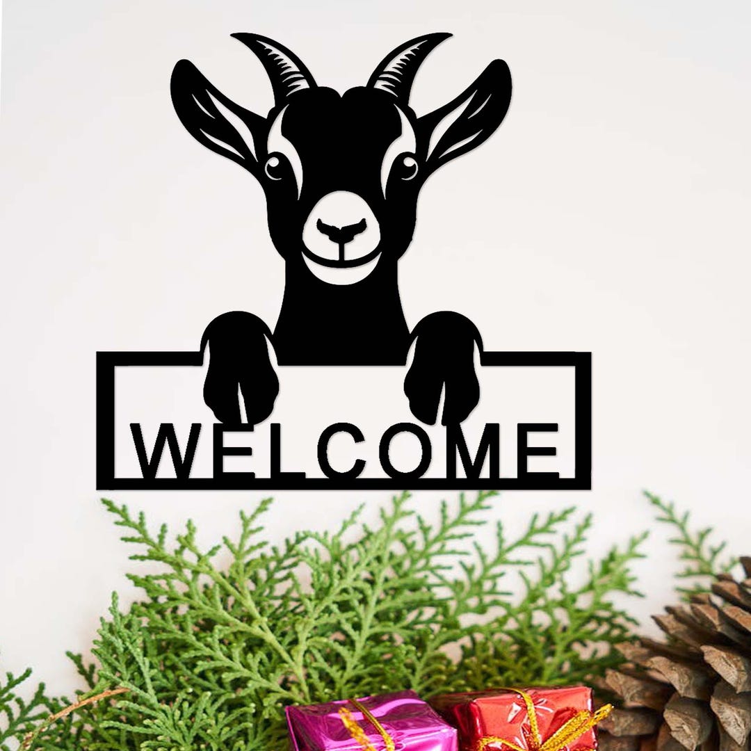 Custom Goat Farm Sign,goat Peeking Sign,goat Metal Wall Art ...