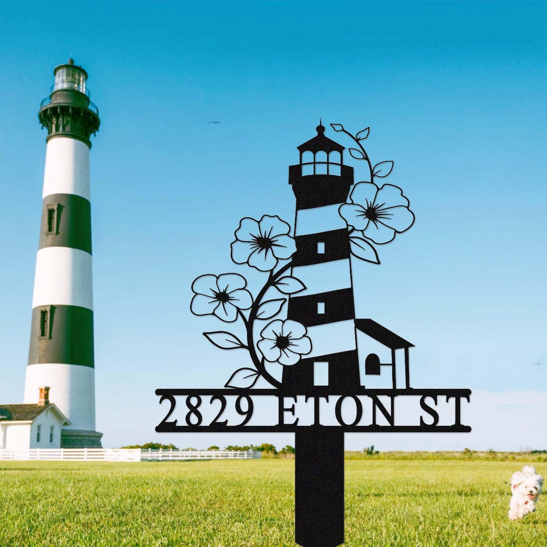 Custom Lighthouse Garden Stake,metal Lighthouse House Number Sign ...