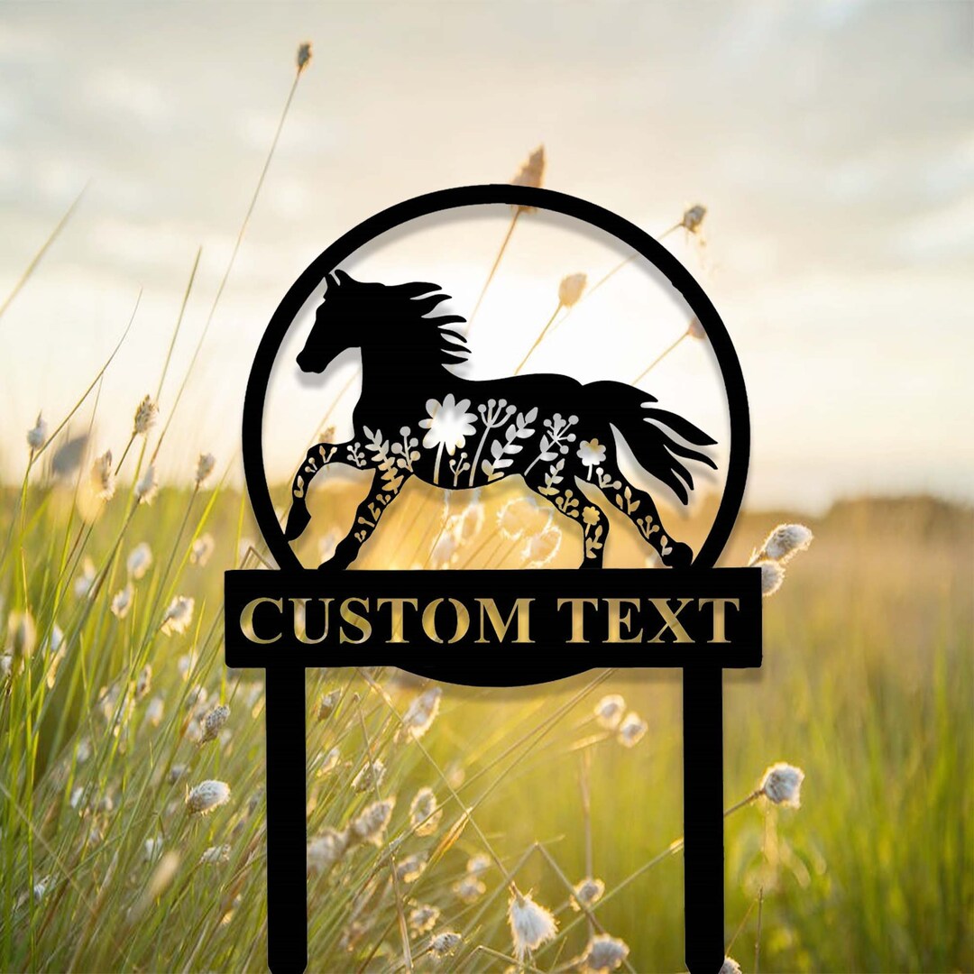 Custom Floral Horse Memorial Garden Stake,horse With Flower Memorial ...