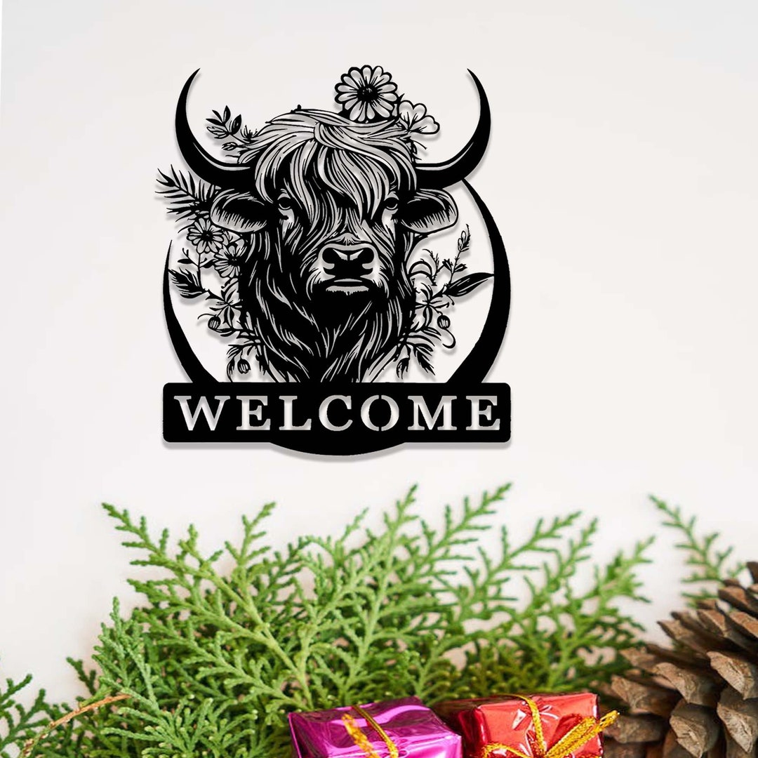 Custom Highland Cow Metal Sign,highland Cow Decor,personalized Highland ...