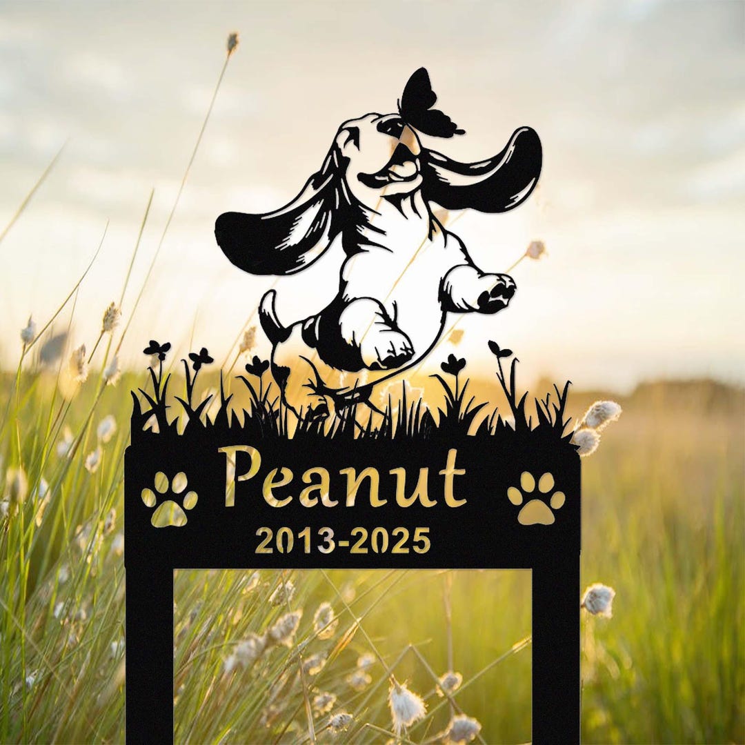Custom Basset Hound Dog Metal Memorial Stake, Personalized Basset Hound ...