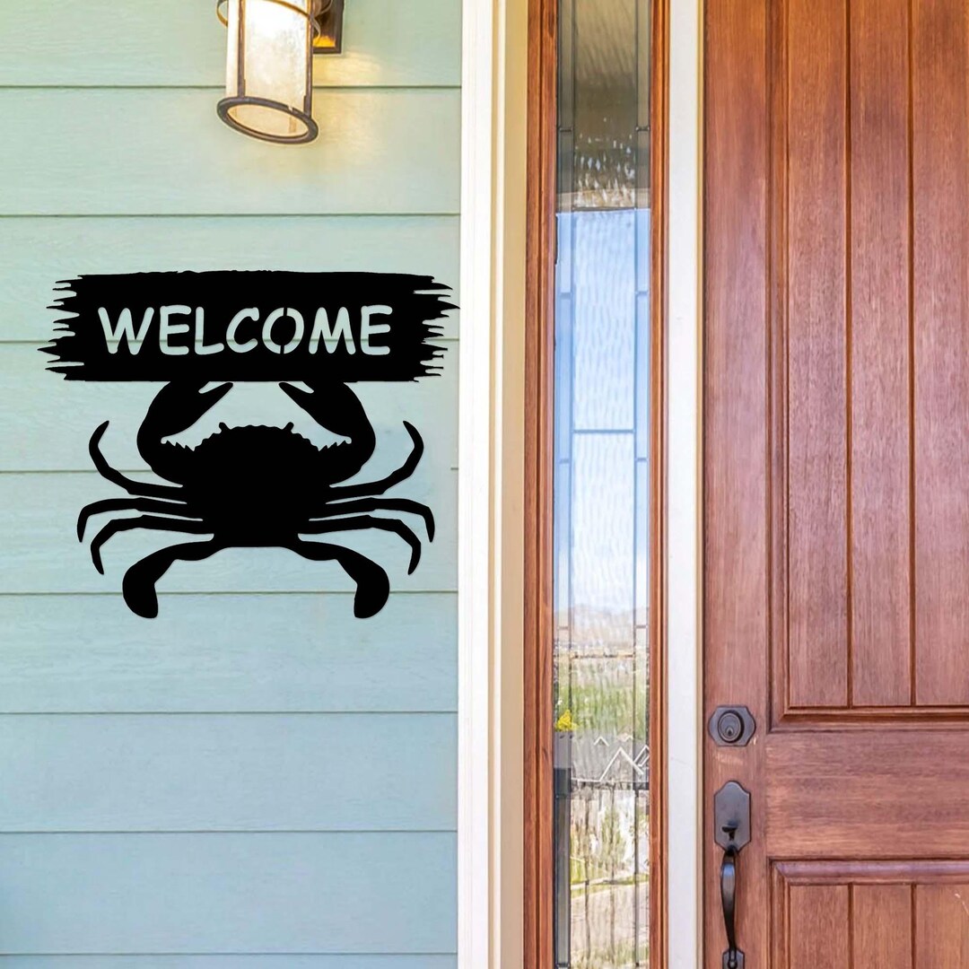 Custom Crab Metal Sign,crab Welcome Sign,crab Metal Wall Art ...