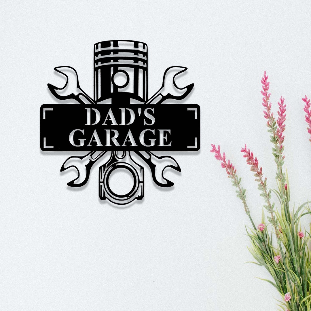 Custom Metal Garage Sign,personalized Garage Name Sign,dads Garage Wall ...