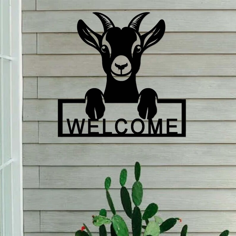 Custom Goat Farm Sign,goat Peeking Sign,goat Metal Wall Art ...